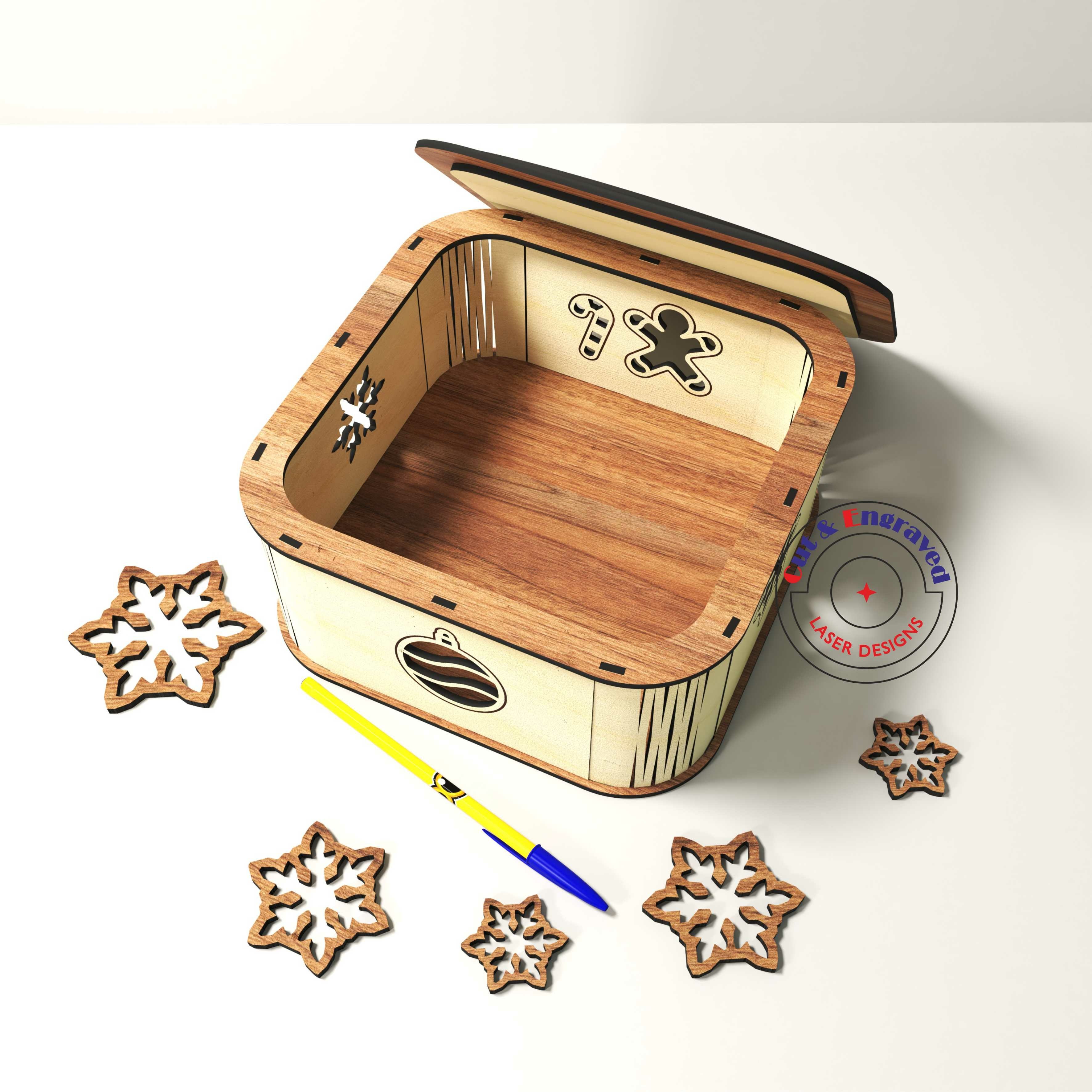 Christmas gift box, with a lid. Glowforge ready.