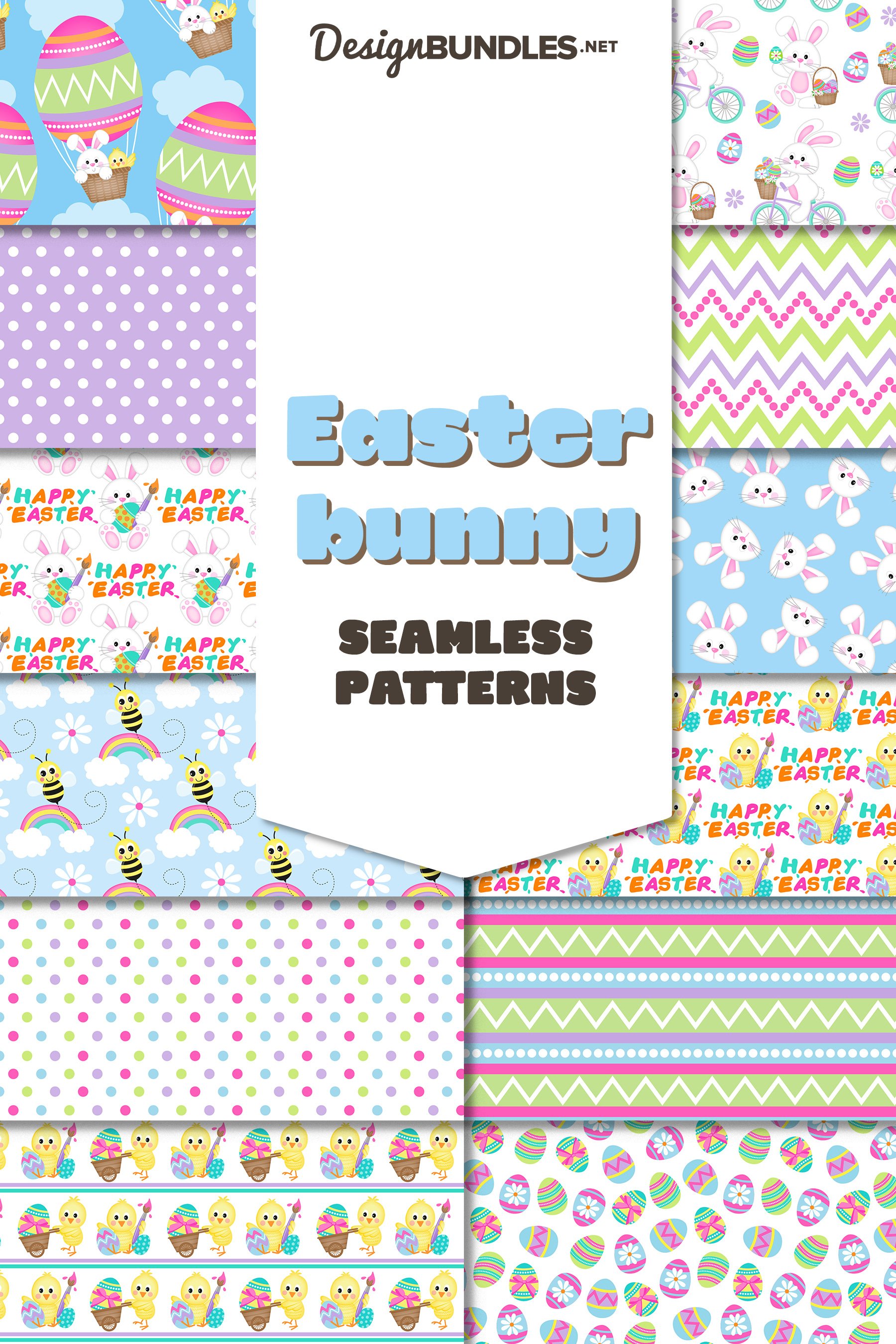 easter bunny digital paper, Easter seamless patterns -P38