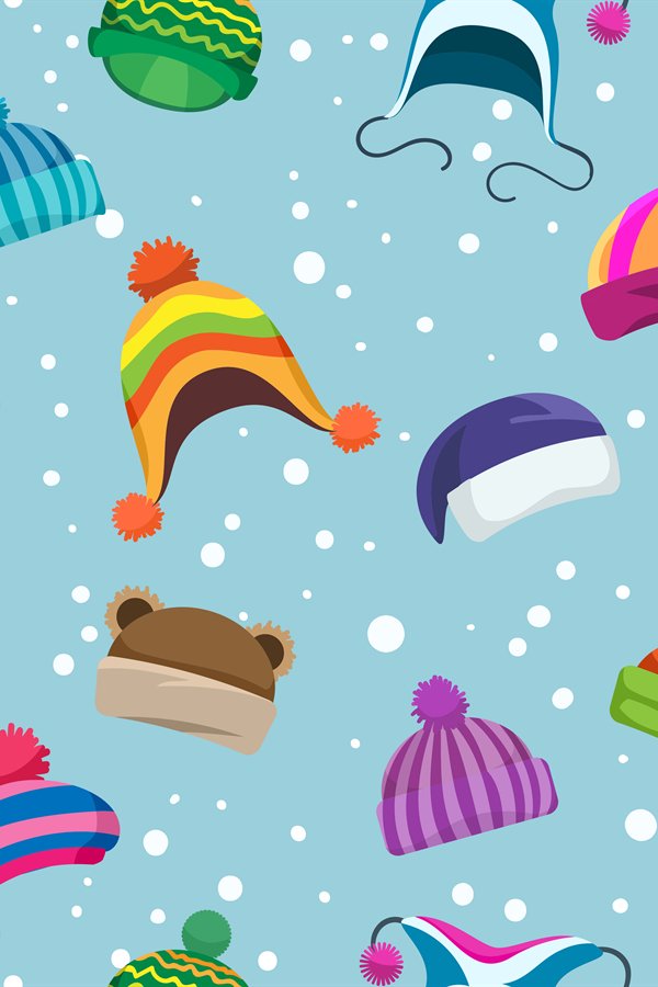 Retro winter hats seamless pattern