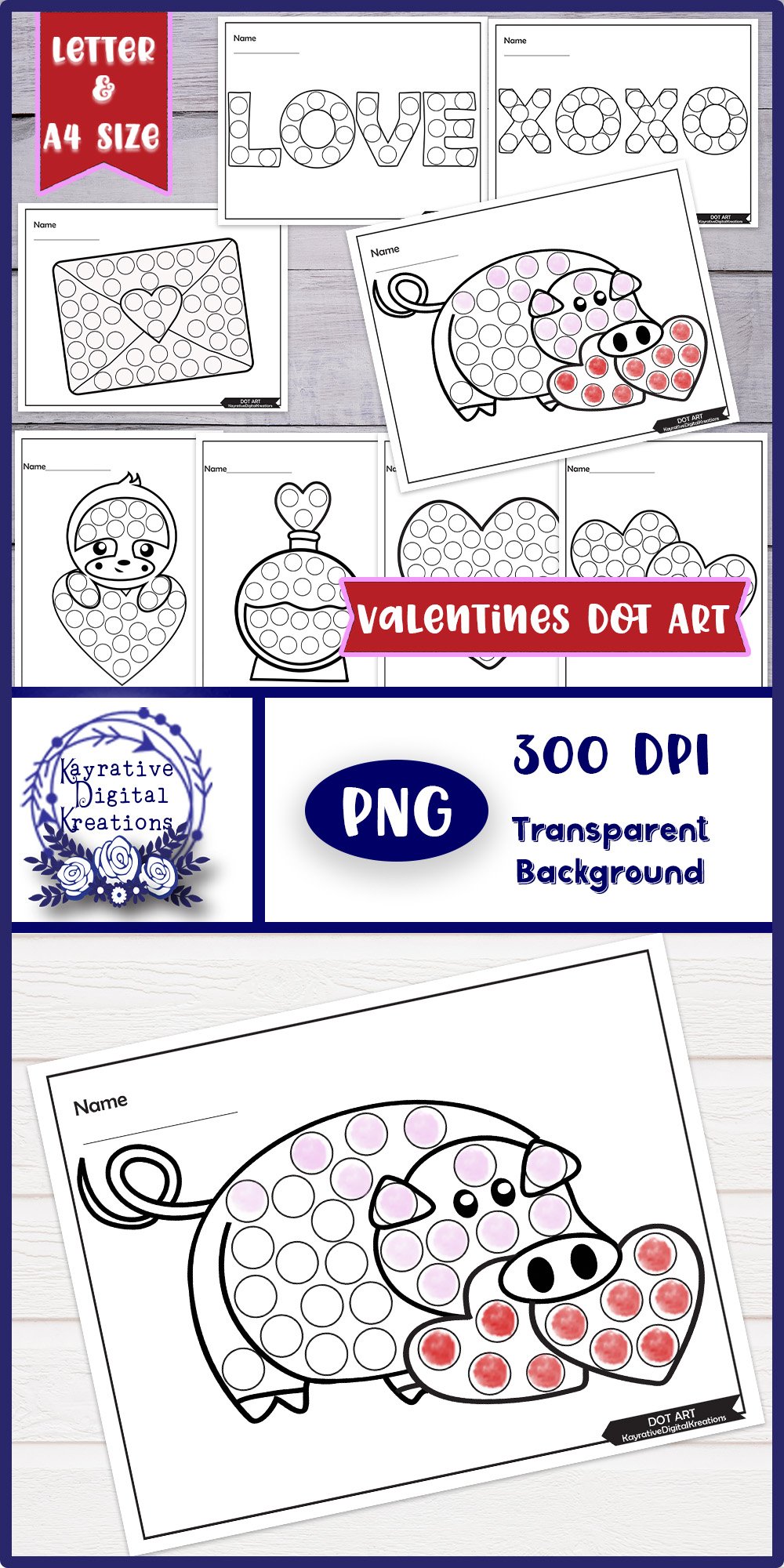 Valentines Dot Art Educational Printable