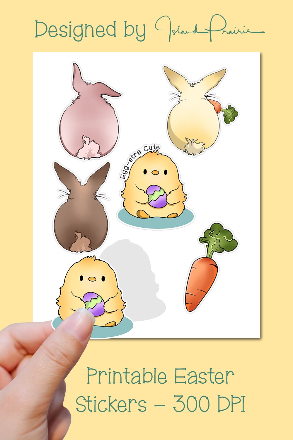 Easter Printable Stickers | PNG Easter Bunny & Chick Clipart