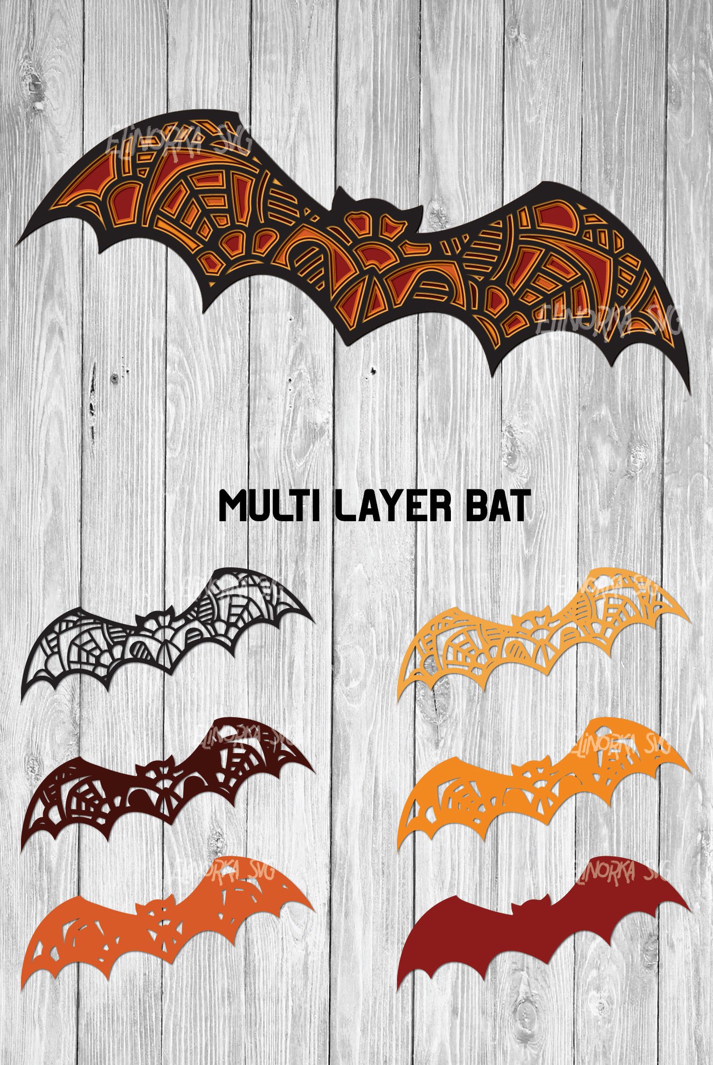 3D SVG Layered Halloween Bat | Multi Layer SVG Cut File