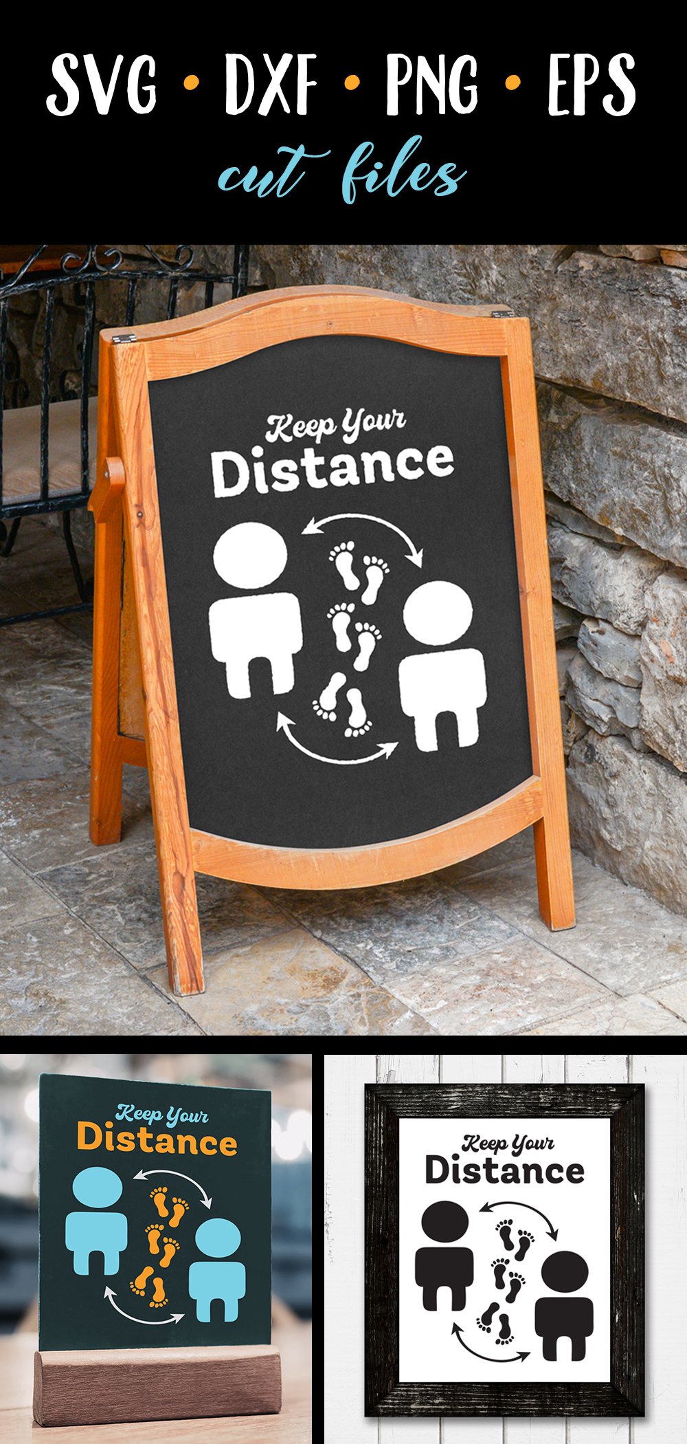Social Distancing SVG, Keep Your Distance, 6 Feet Apart Sign