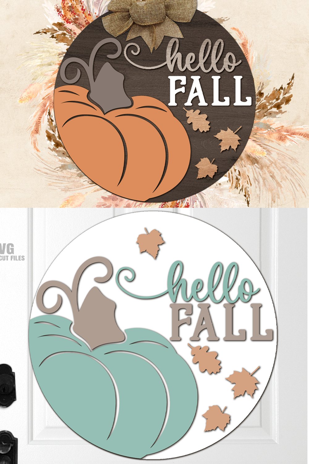 Hello Fall SVG Laser Cut Files | Pumpkin SVG Welcome Sign