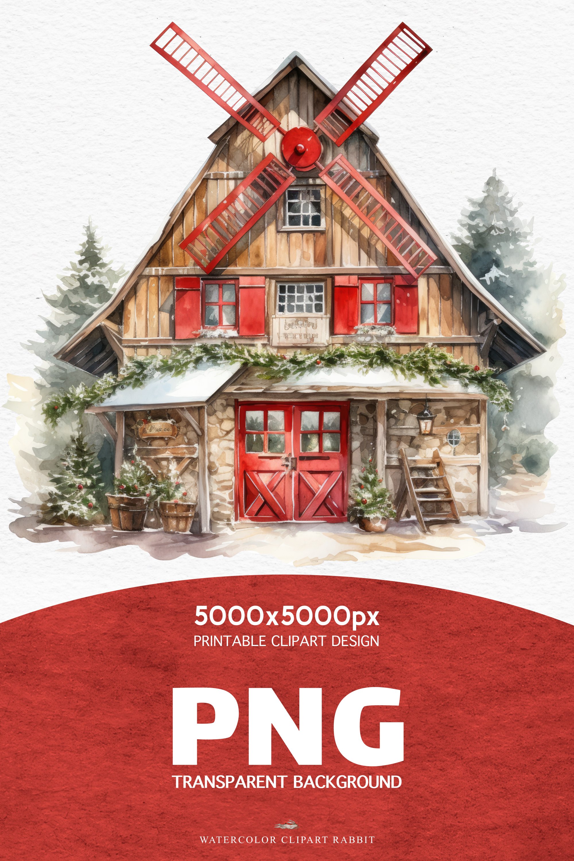 Red Christmas Farm Barn Clipart House Santa Winter Decorate