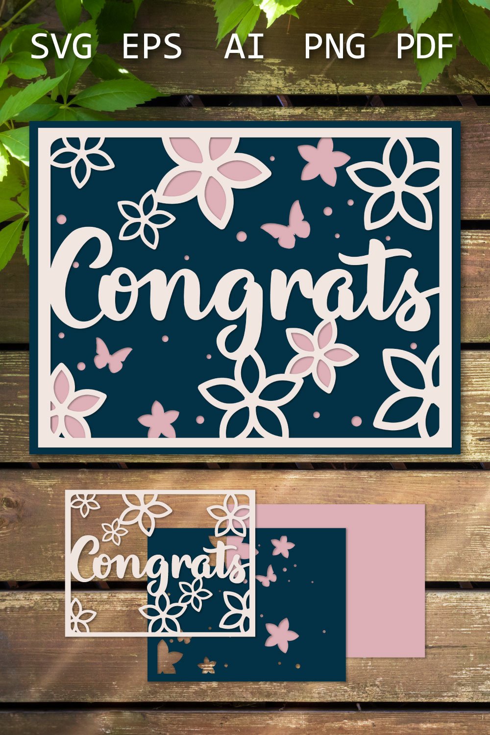 Congrats Layered papercut SVG, Congratulations card 3D