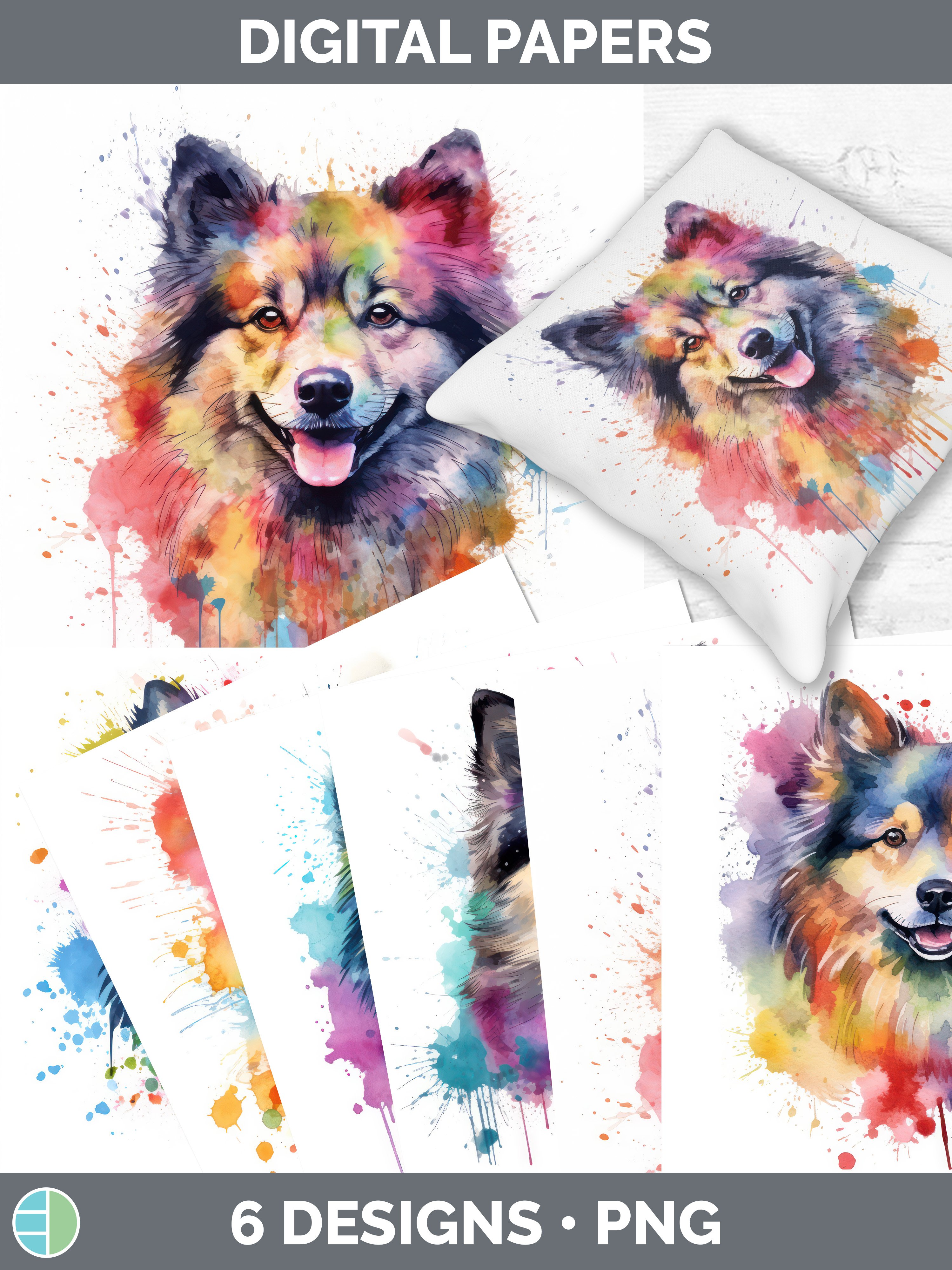 Splat Rainbow Finnish Lapphund Dog Paper Backgrounds | Digit