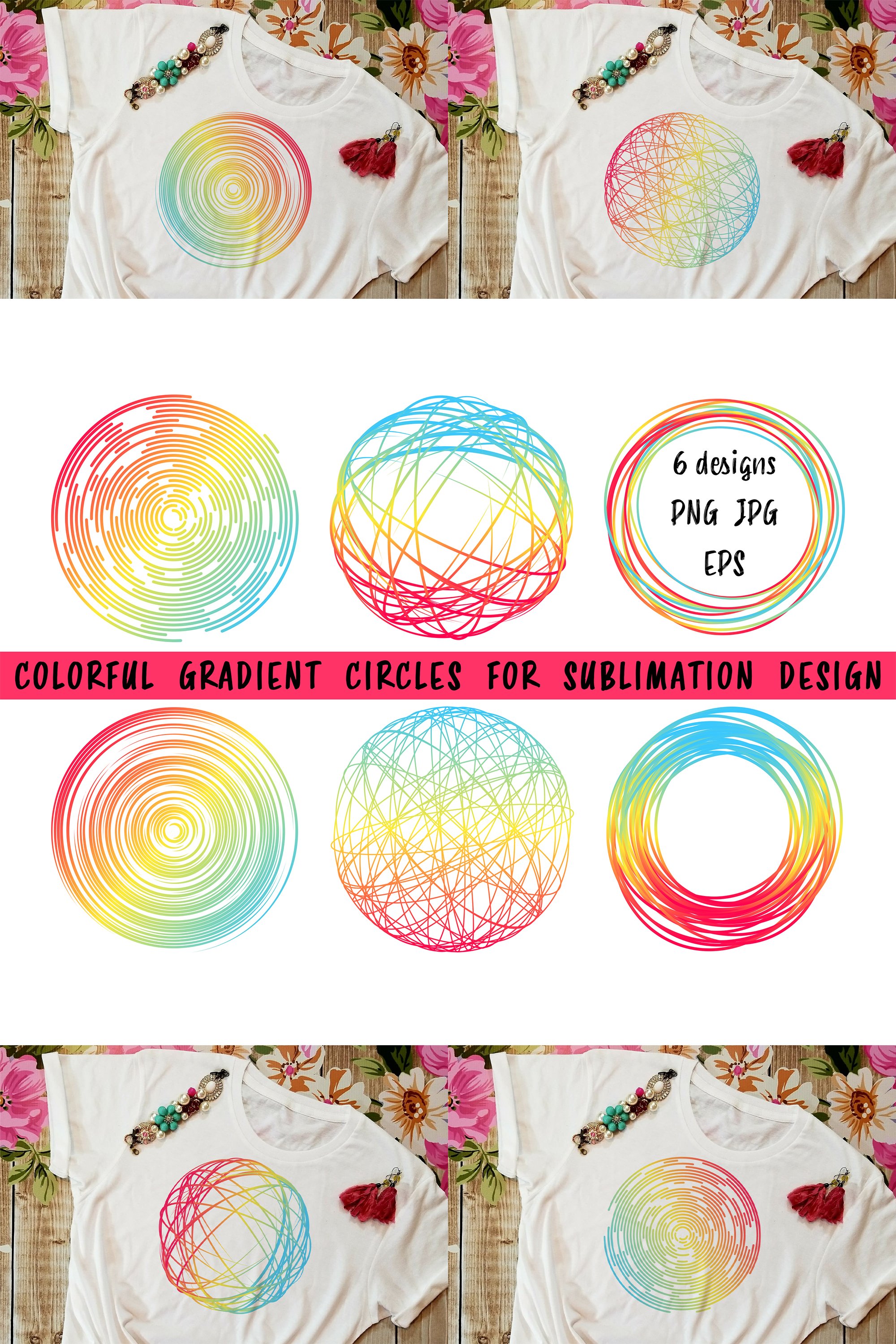Sublimation Designs for tshirts with Bright colorful circles