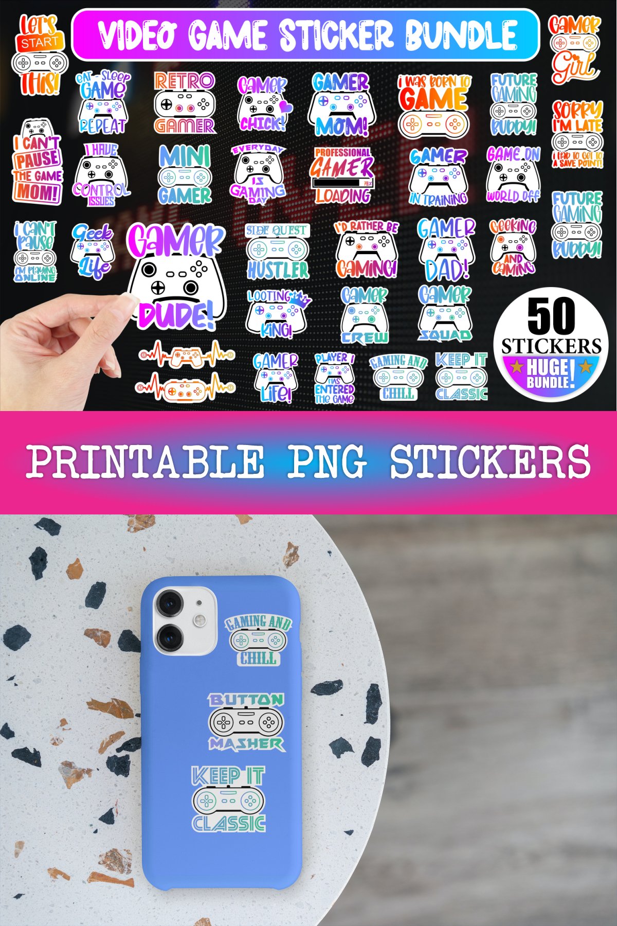 Video Game Printable Sticker Bundle Sticker Bundle Gaming