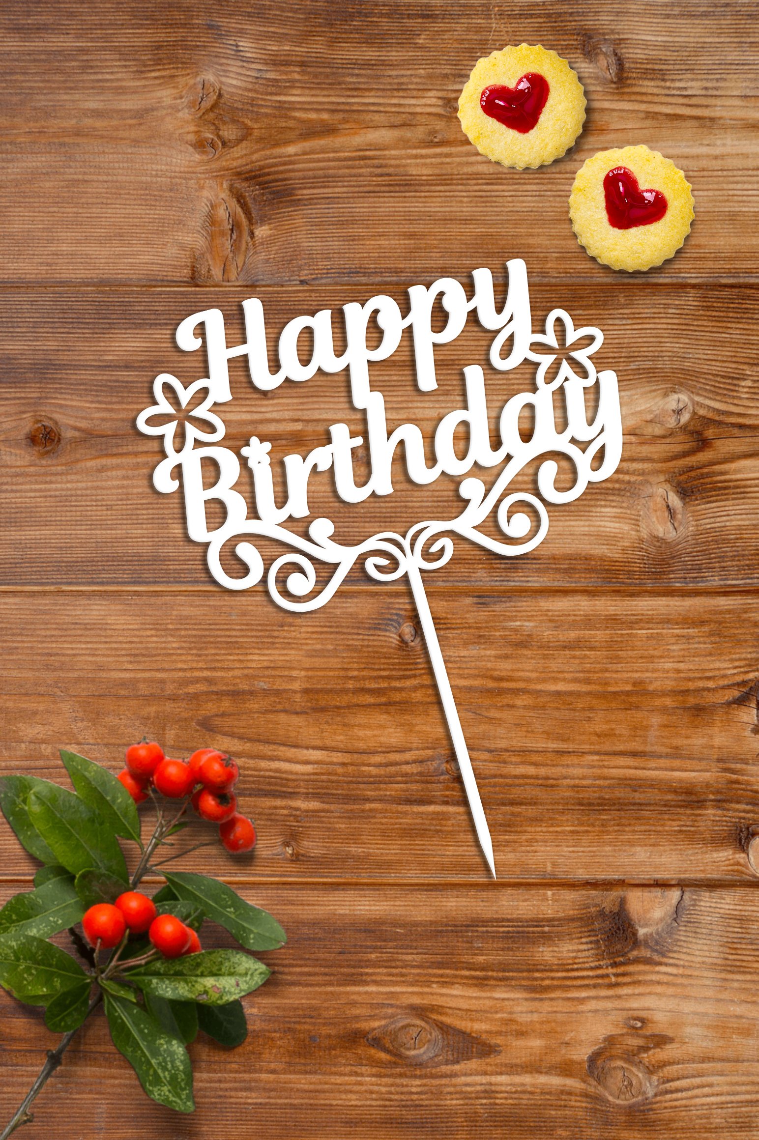 Happy birthday topper. Laser cut template. CNC cut template.