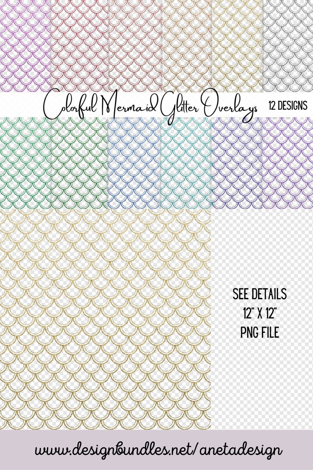 Colorful Glitter Mermaid Overlays (2492579)