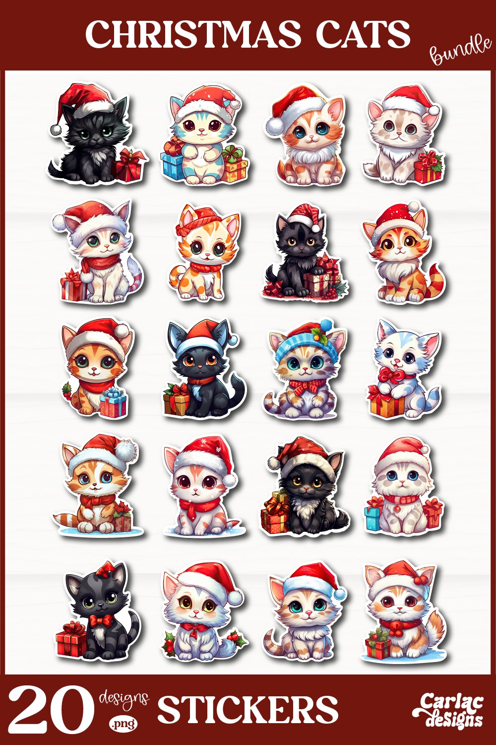 Christmas Cat Stickers | Packaging Christmas Stickers