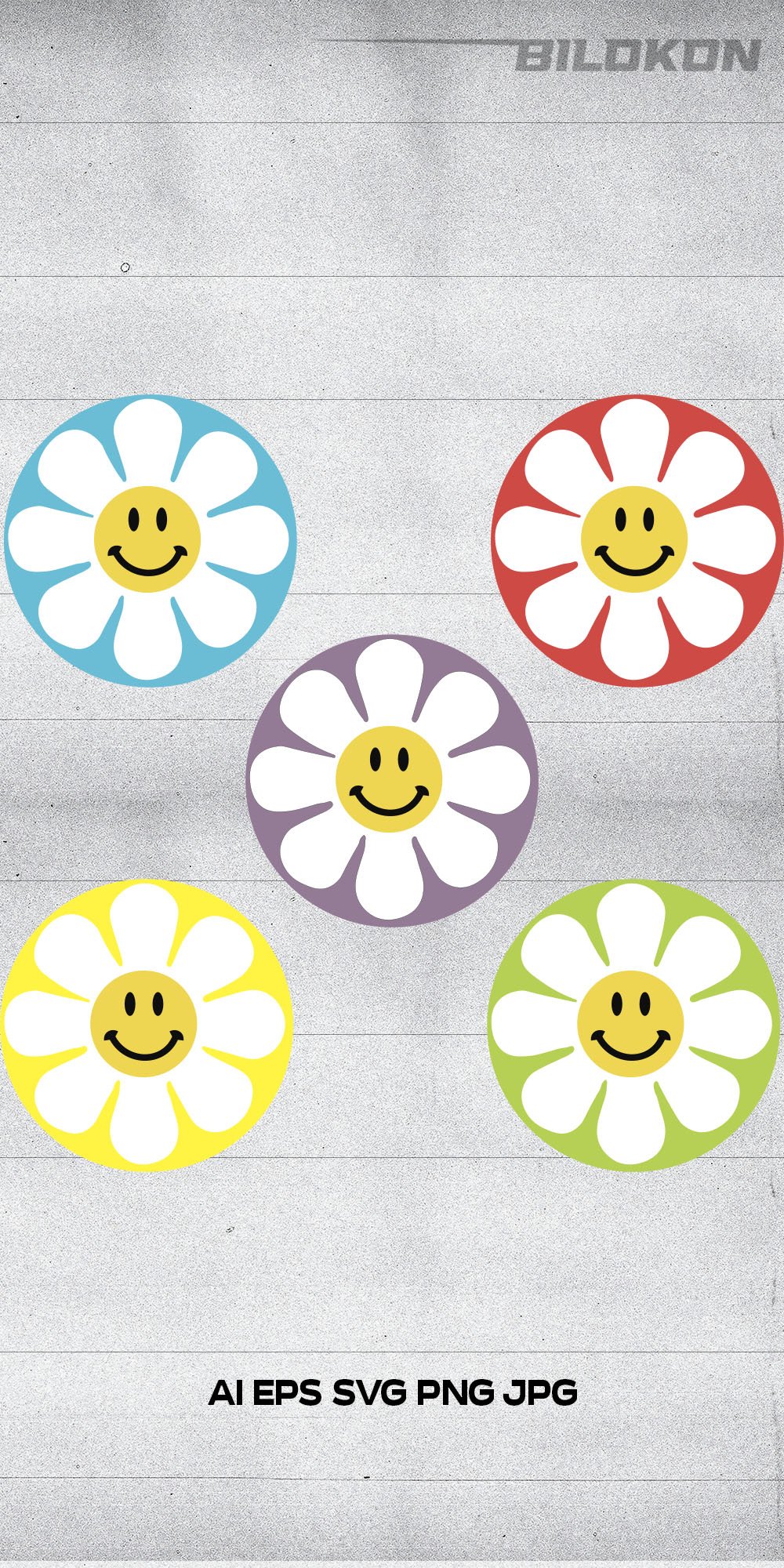 Cute flowers happy emotion set, Flowers cartoon SVG Vector