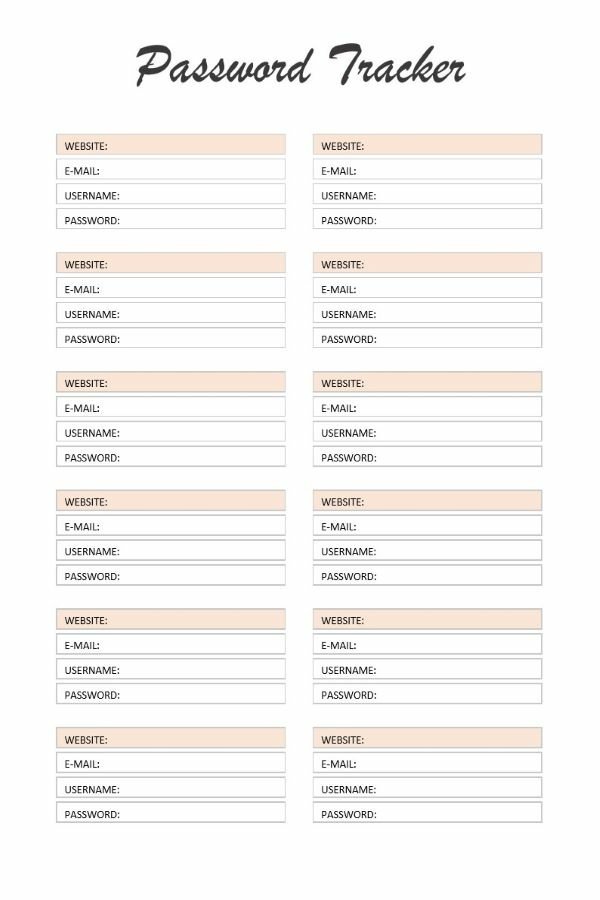 Printable Password Reminder, Password Manager, Kennwort