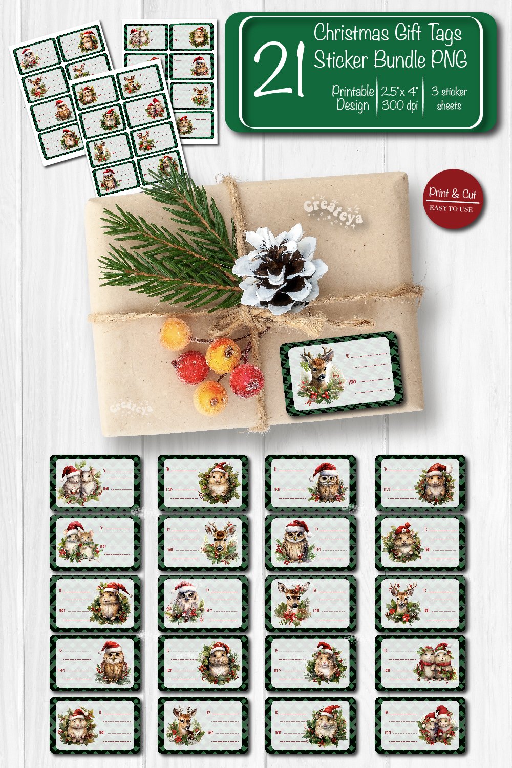 Christmas Gift Tag Stickers Bundle Christmas tag printable