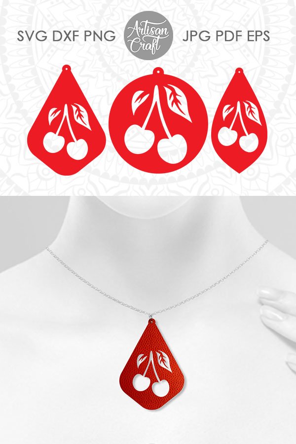 Cherry earrings, SVG, earring, template, teardrop earring
