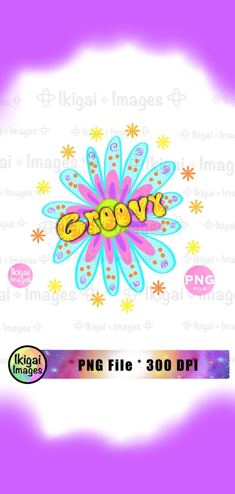 Groovy Flower Power Word Art, Hippie Sublimation, Retro PNG