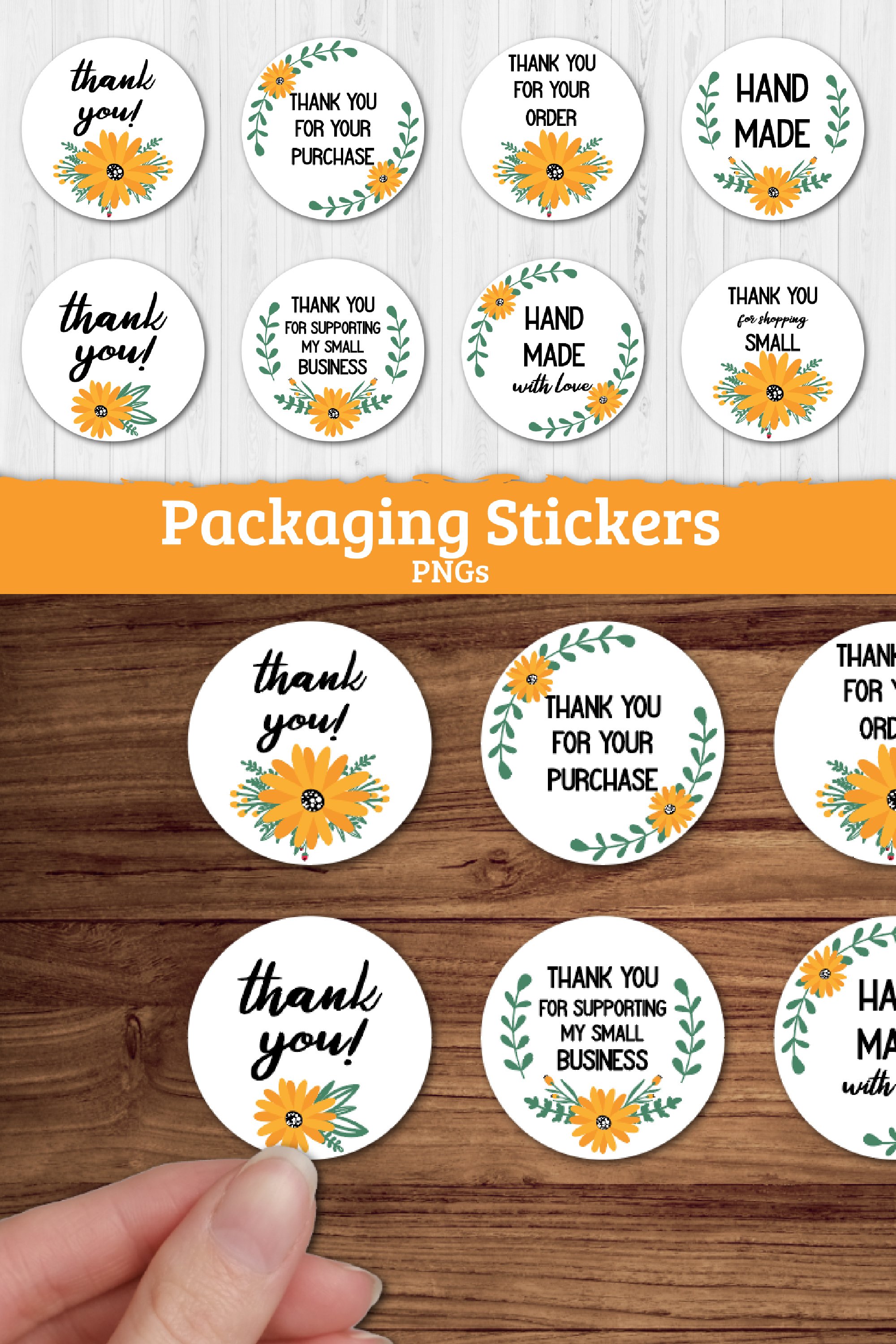 8 Small Business Stickers set, 8 Packaging labels (1297485)