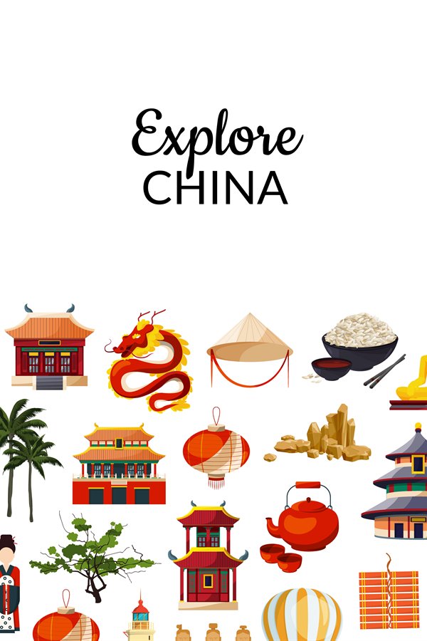 Vector flat style china elements and sights (828817)
