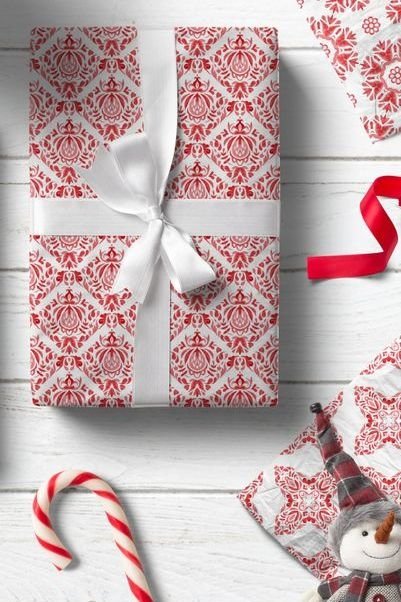 Digital paper of watercolor red and white Christmas set