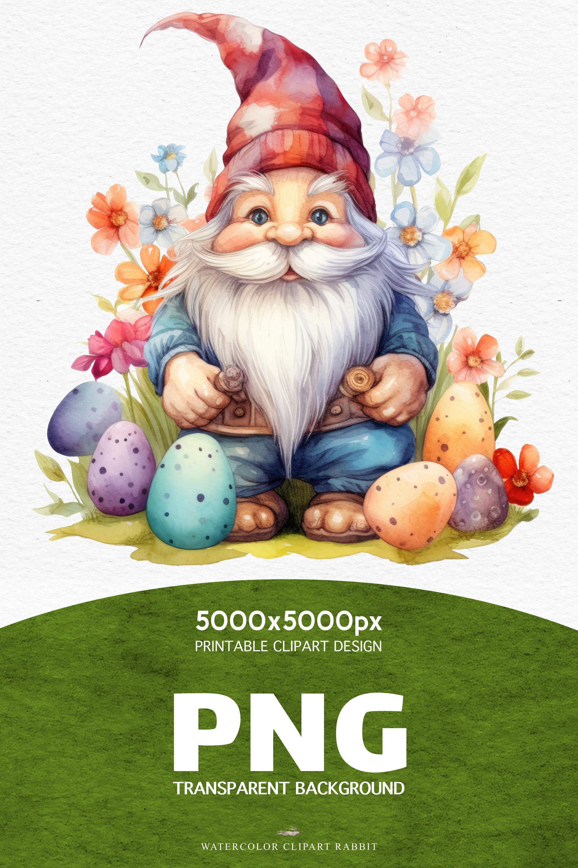 Spring Garden Gnome Flowers Easter Eggs Fairytales Clipart