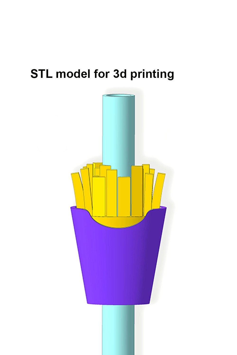 French Fry Straw Topper Stl File for 3d printing.