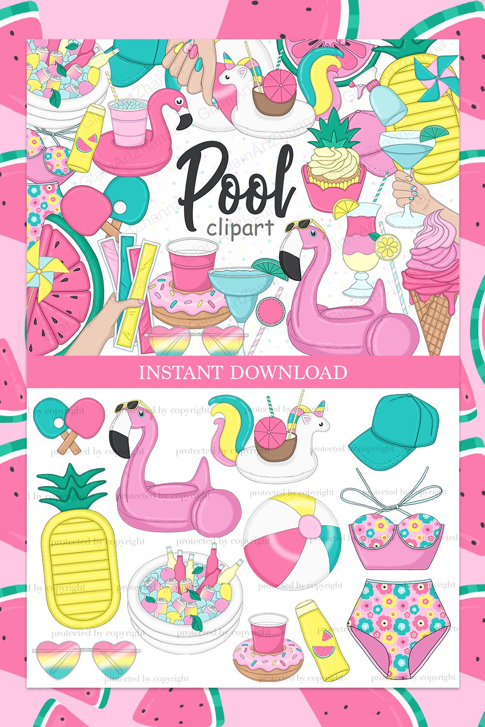 Pool Clipart Bundle | Swimming Illustration