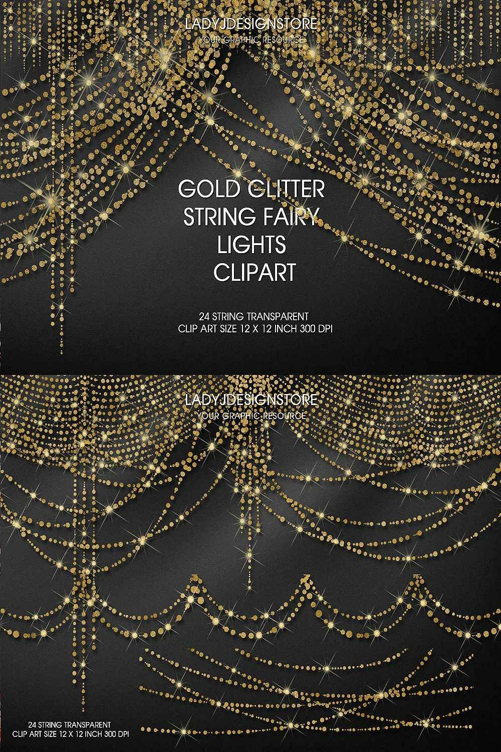 Gold Glitter String Fairy Lights, Strands Fairy lights