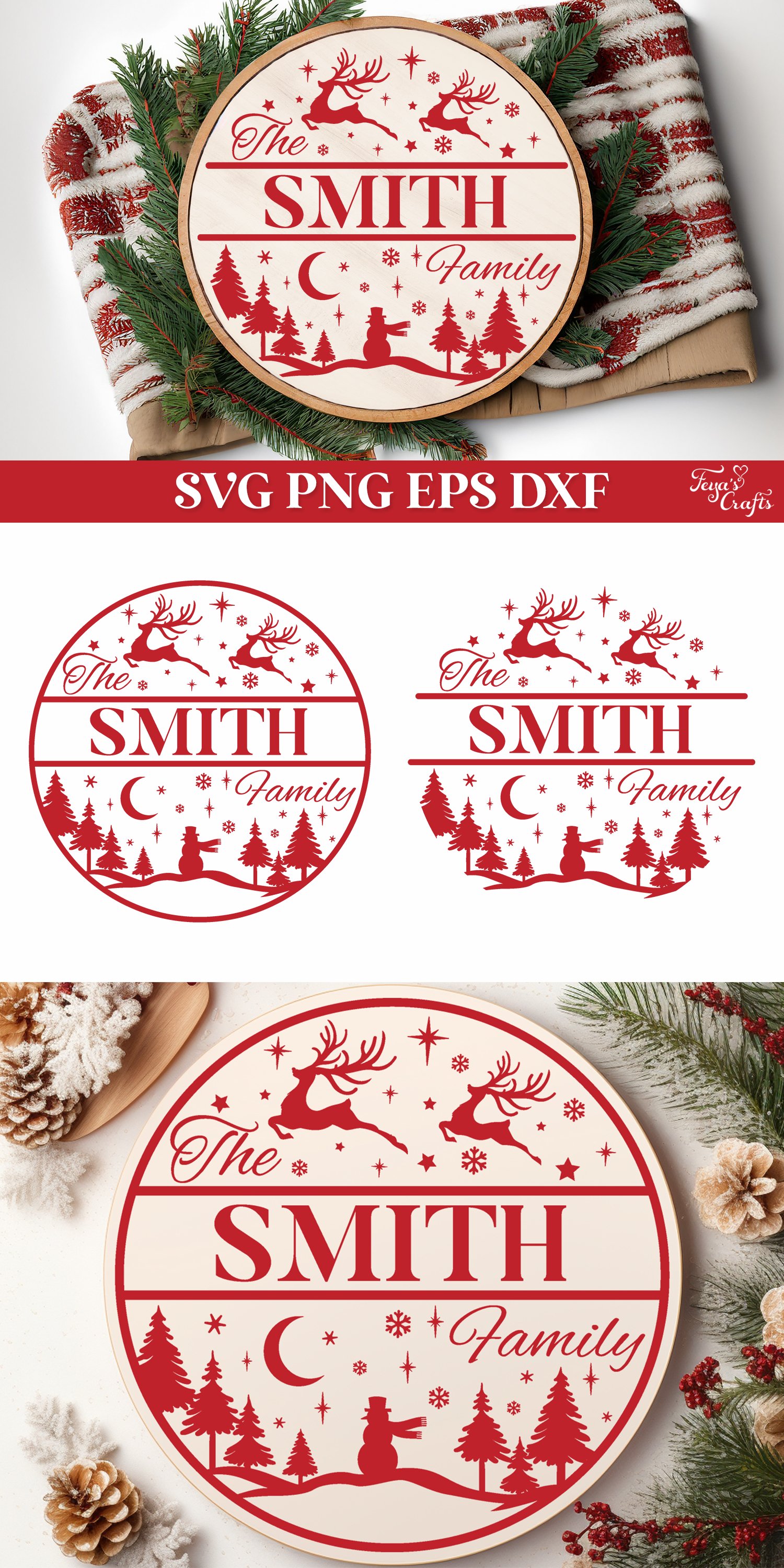 Christmas Family Name Sign SVG Cut File