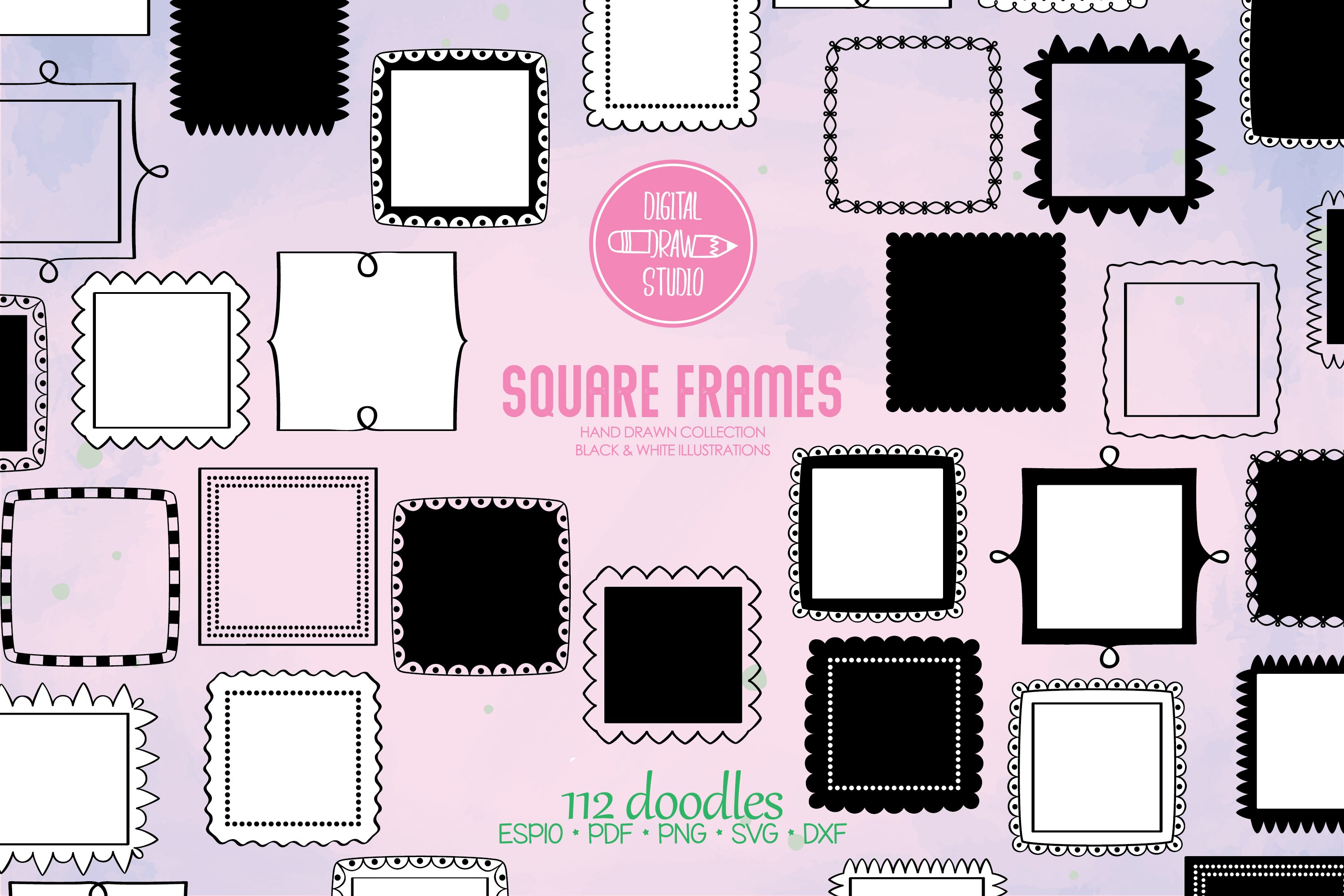 Square Frames | Hand Drawn Border & Decorative Label