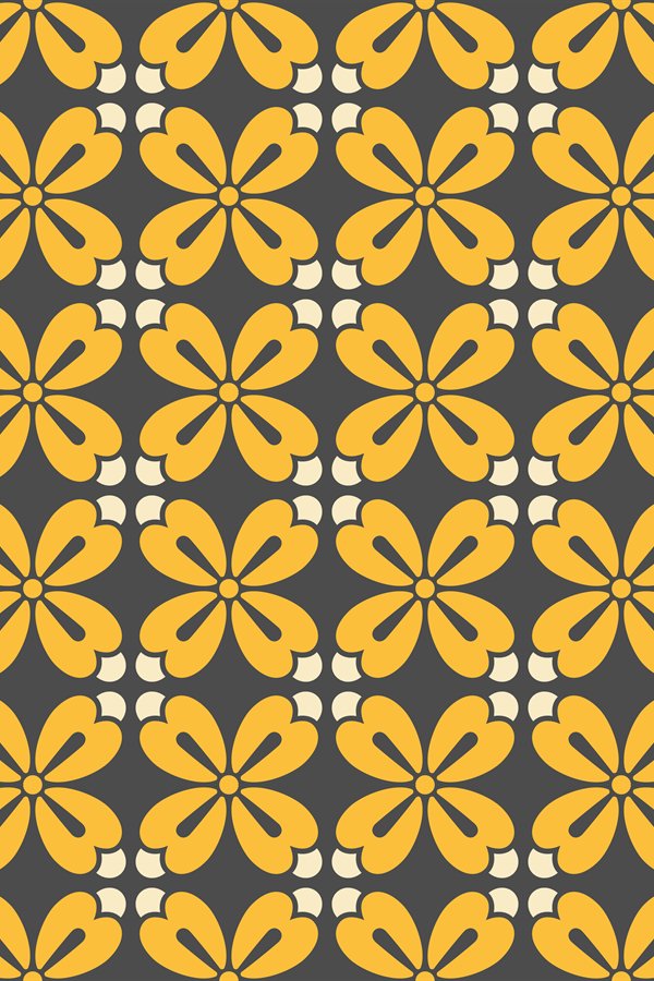 Symmetric geometric floral pattern
