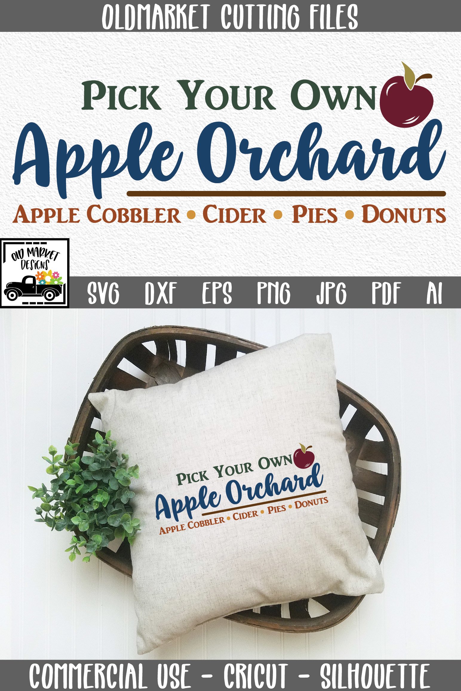 Apple Orchard SVG Cut File - Fall Farmhouse SVG PNG DXF EPS