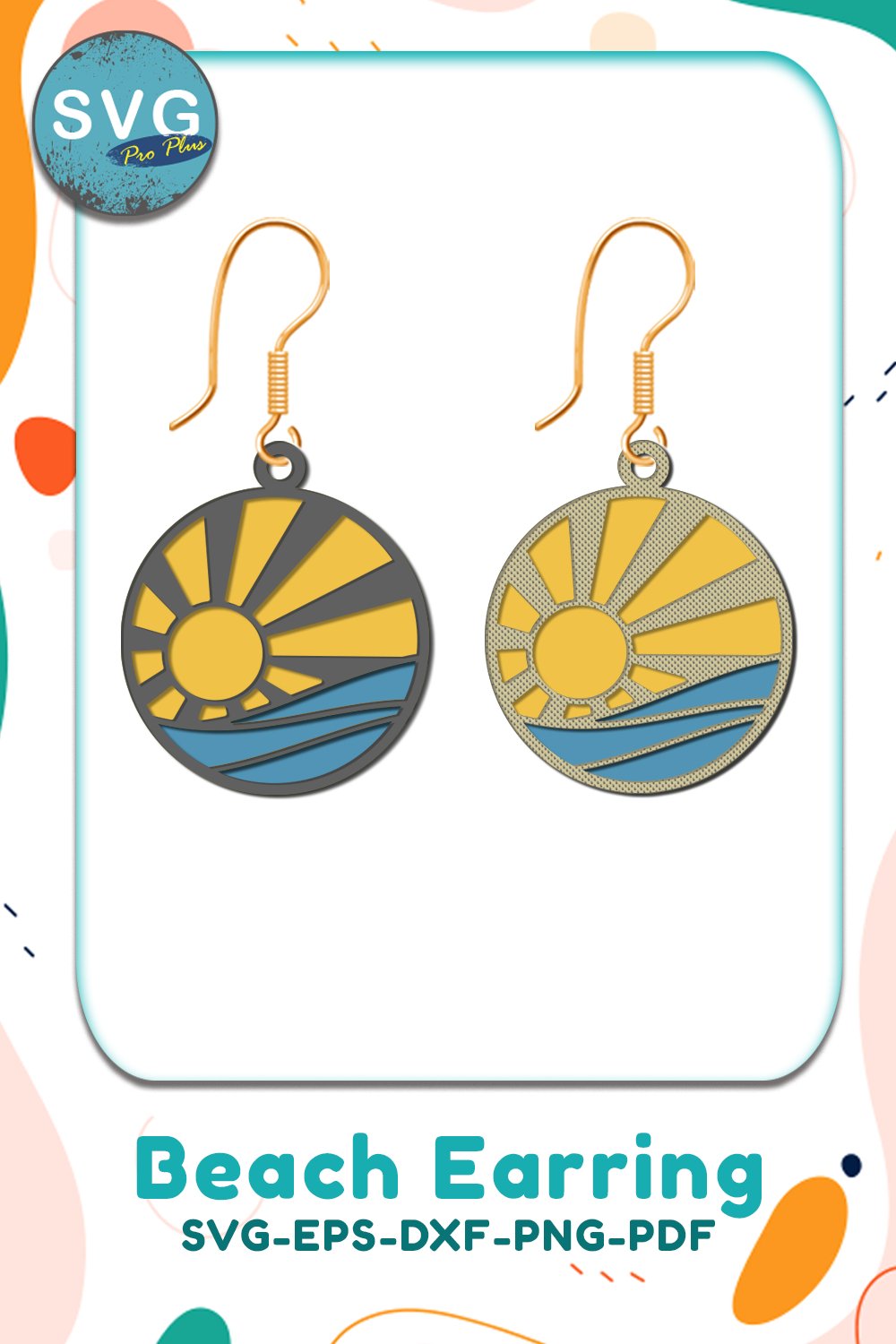 Retro Beach Earring svg Summer earring svg, (2533395)
