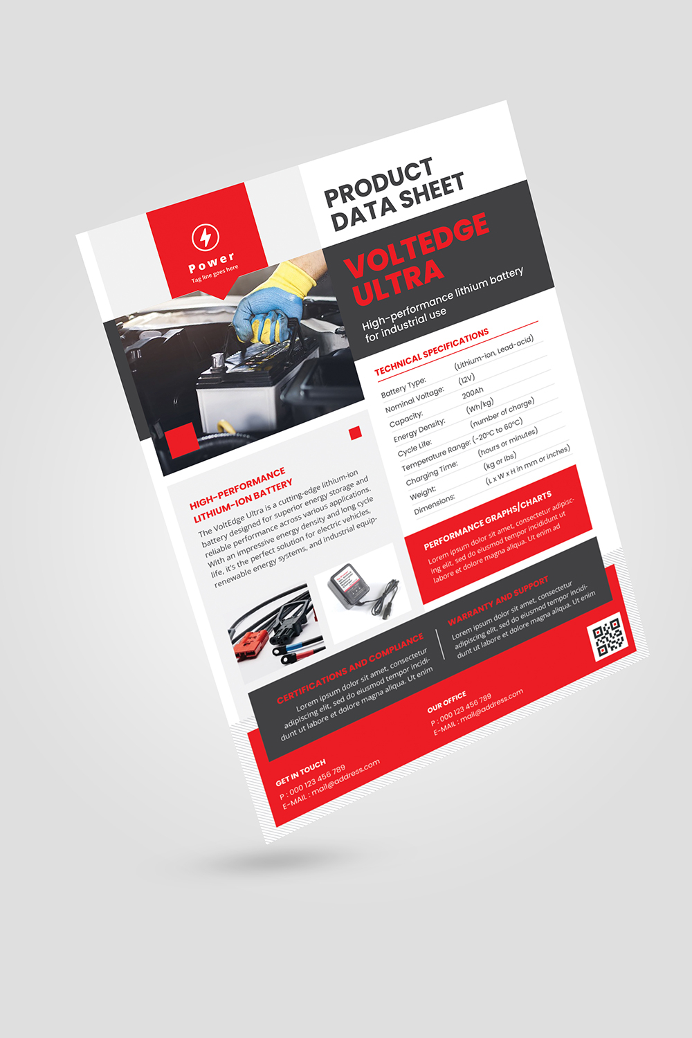 Battery Product Data Sheet Flyer Template