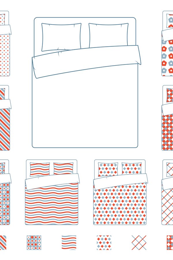 Linen and bedding, duvet vector textile patterns template