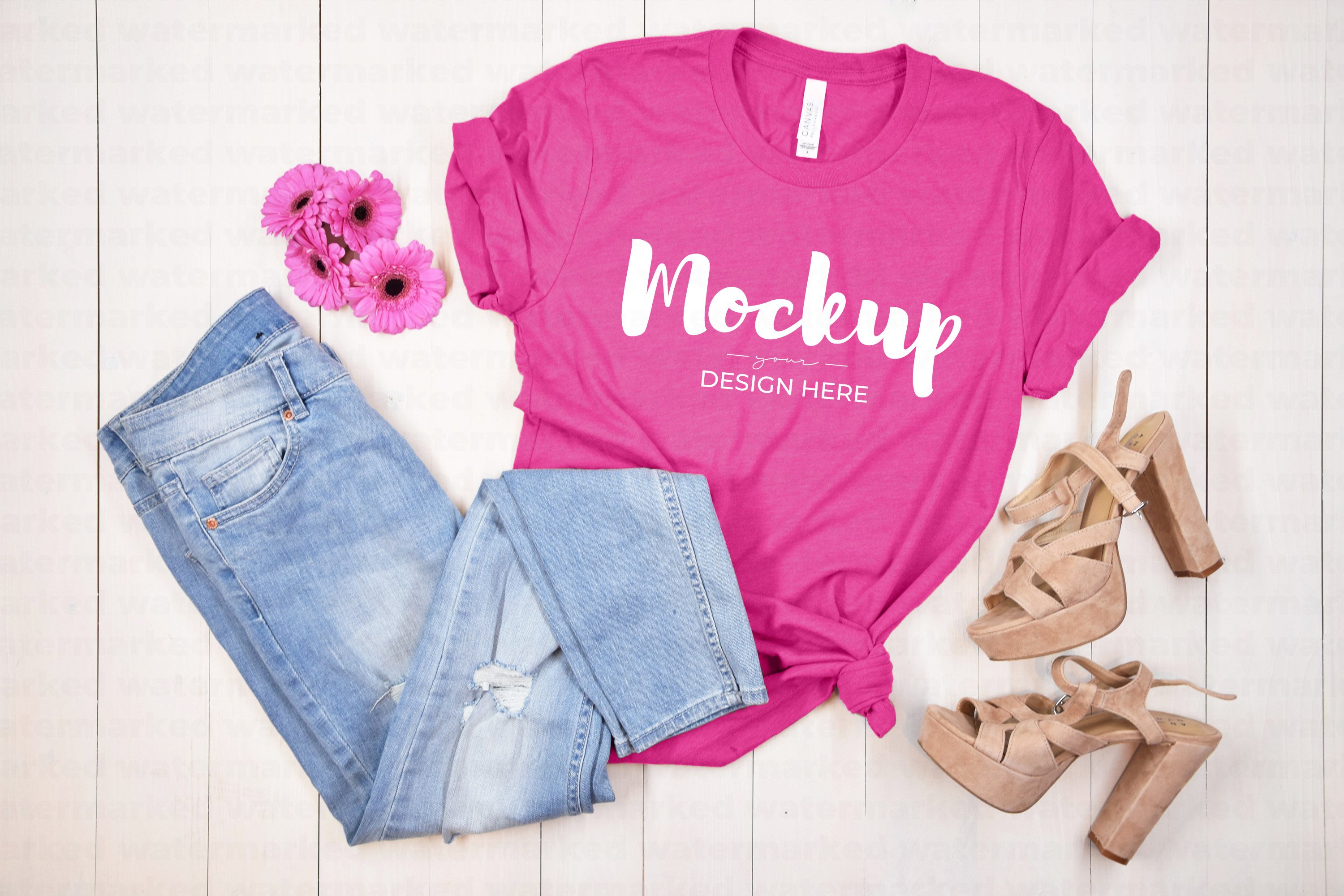 Bella Canvas Berry T-Shirt Mockup (1299902)