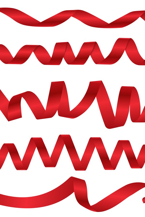 Dynamic shapes of red ribbons for different design projects