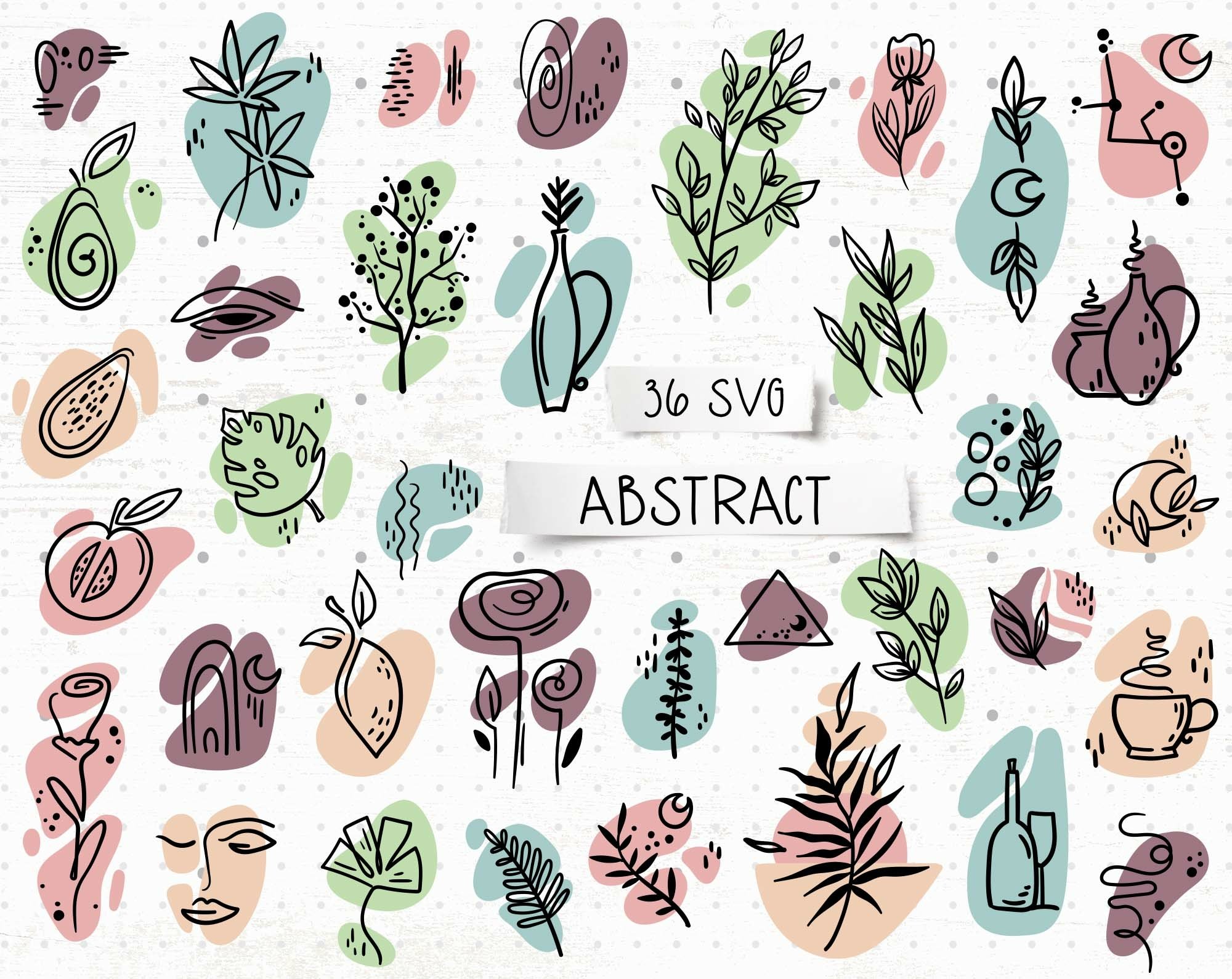 Abstract boho simple shapes SVG and PNG bundle