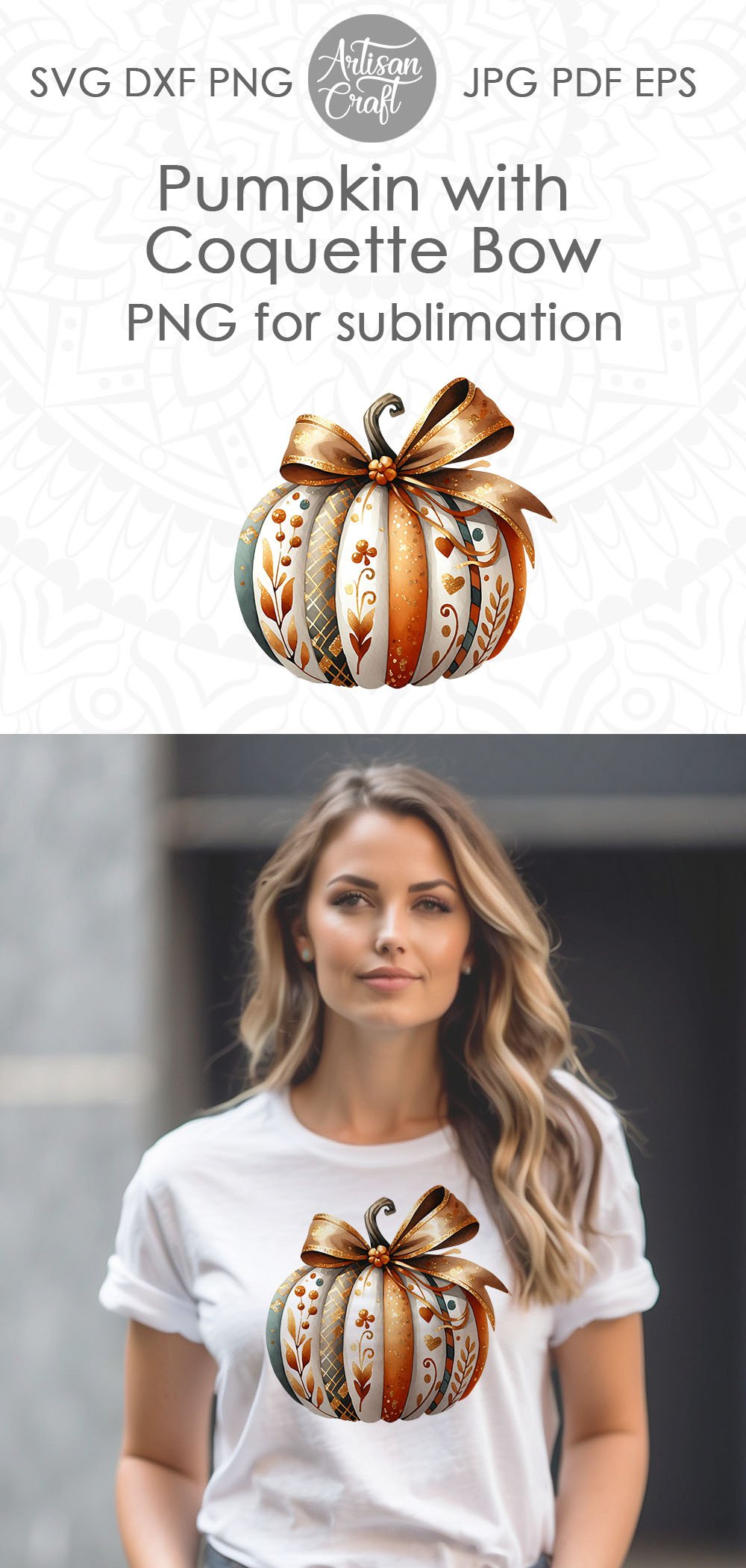 Pumpkin with Coquette Bow | Fall Designs PNG | Coquette PNG