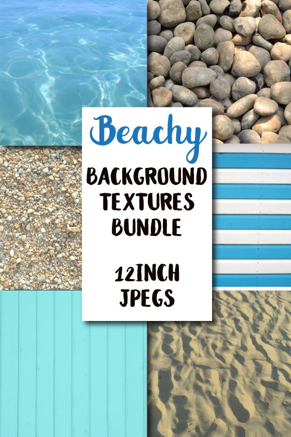 Wooden Beach Hut Stripes Sand Pebbles Water Textures Bundle