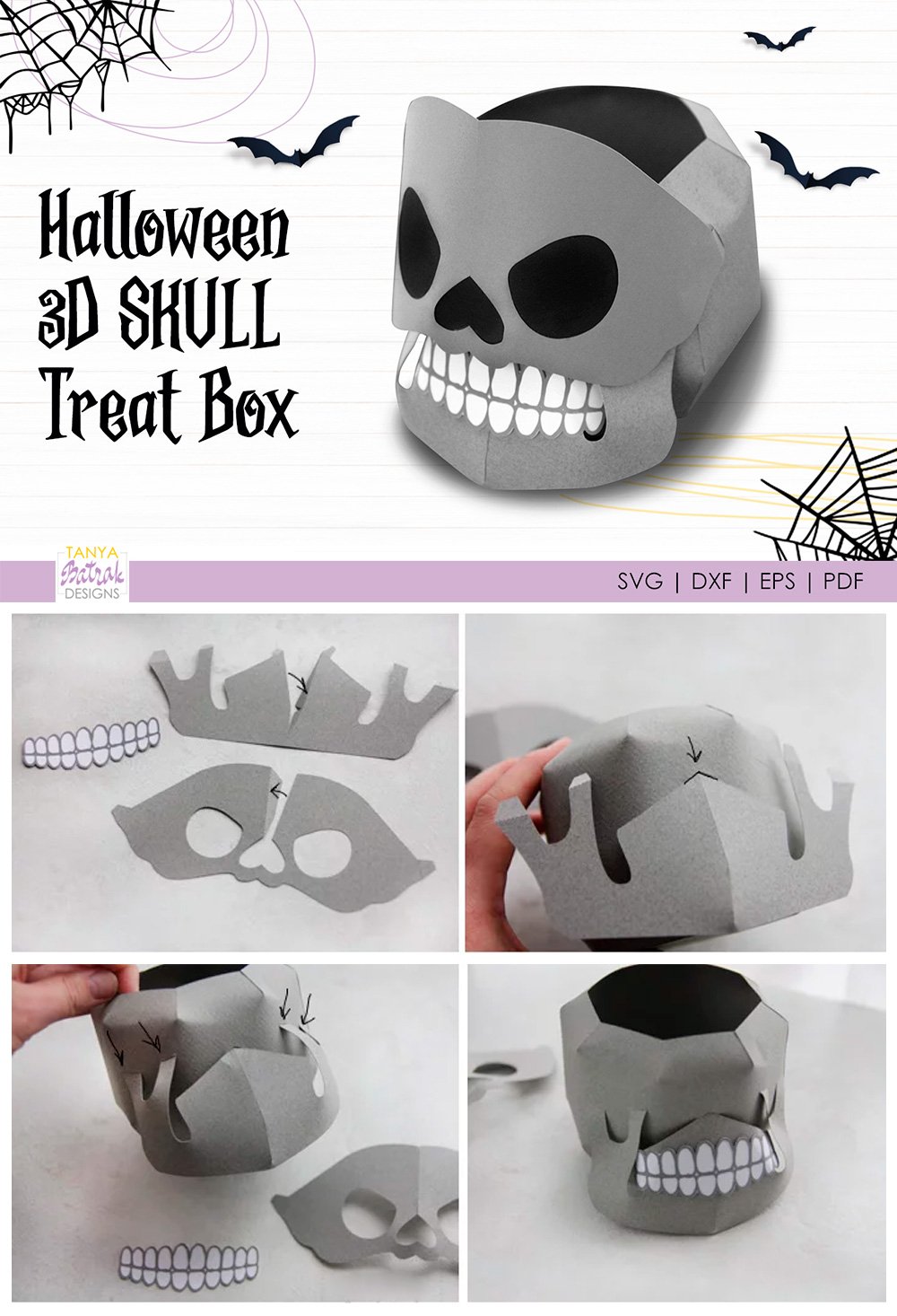 DIY 3D Halloween Paper Skull