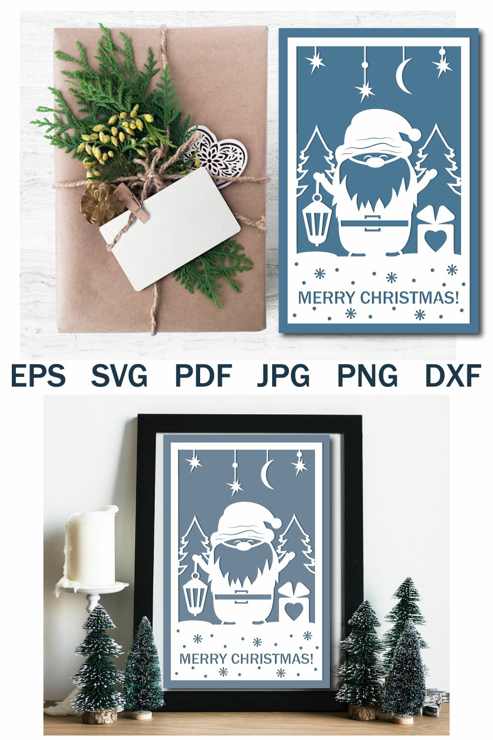 Christmas card cut out of paper, svg holiday (2943575)