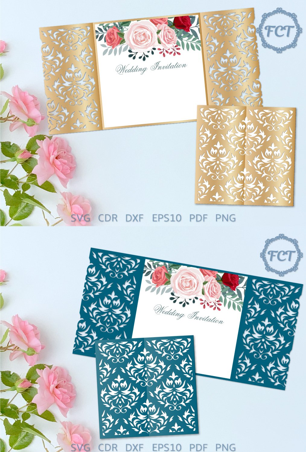 Gate card Wedding invitation SVG template Cricut Laser cut