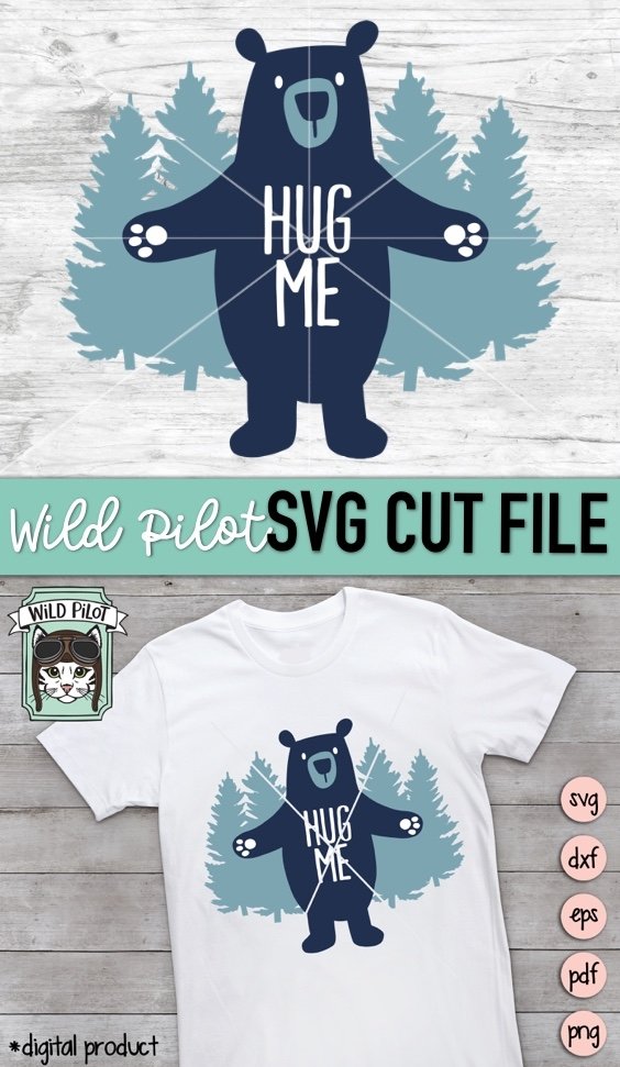 Cute Bear SVG Cut File, Bear SVG, Hug Me SVG, Bear Hug SVG
