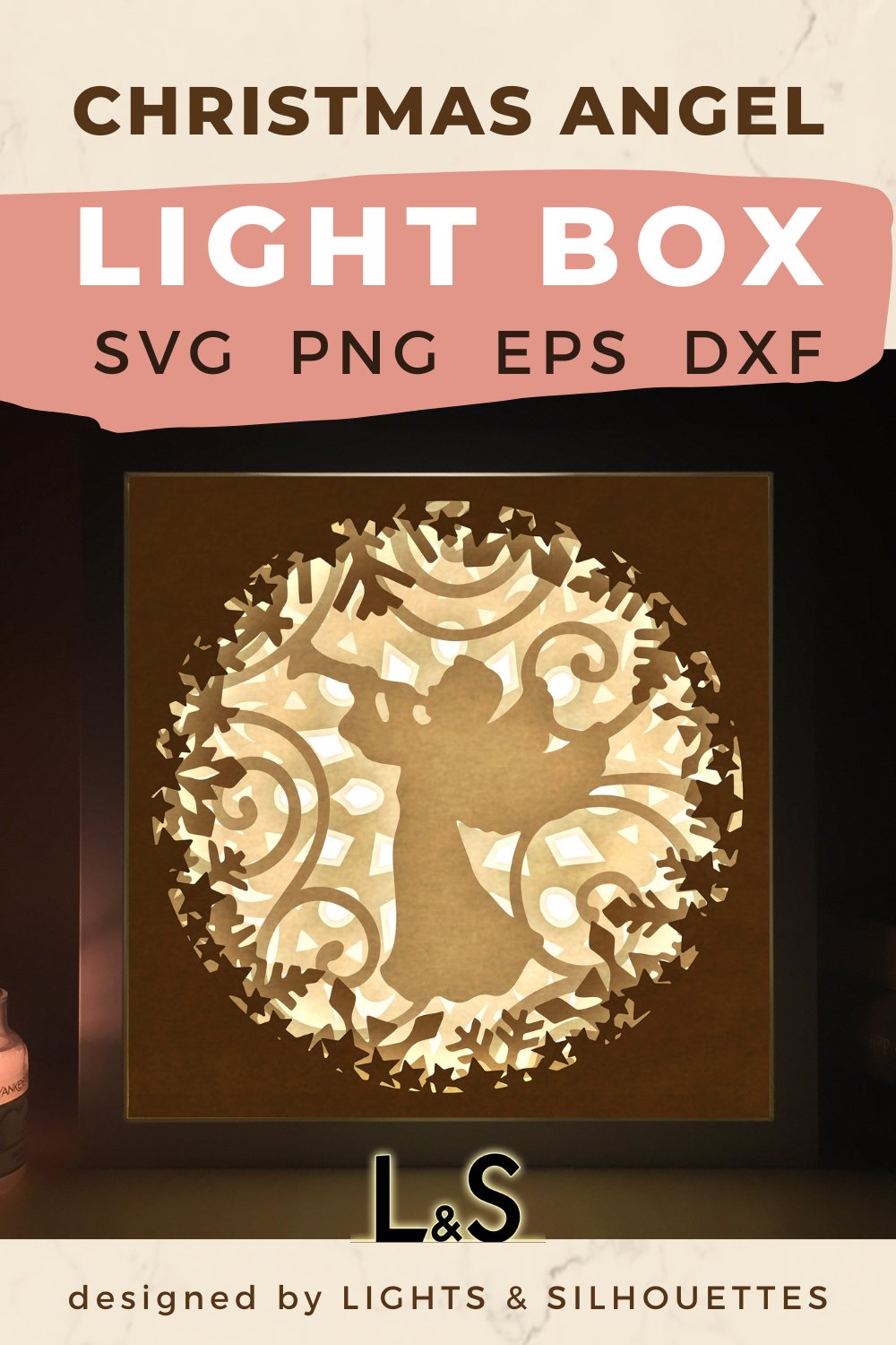 Christmas Angel Shadow Box Svg | 3D Paper Cut Light Box