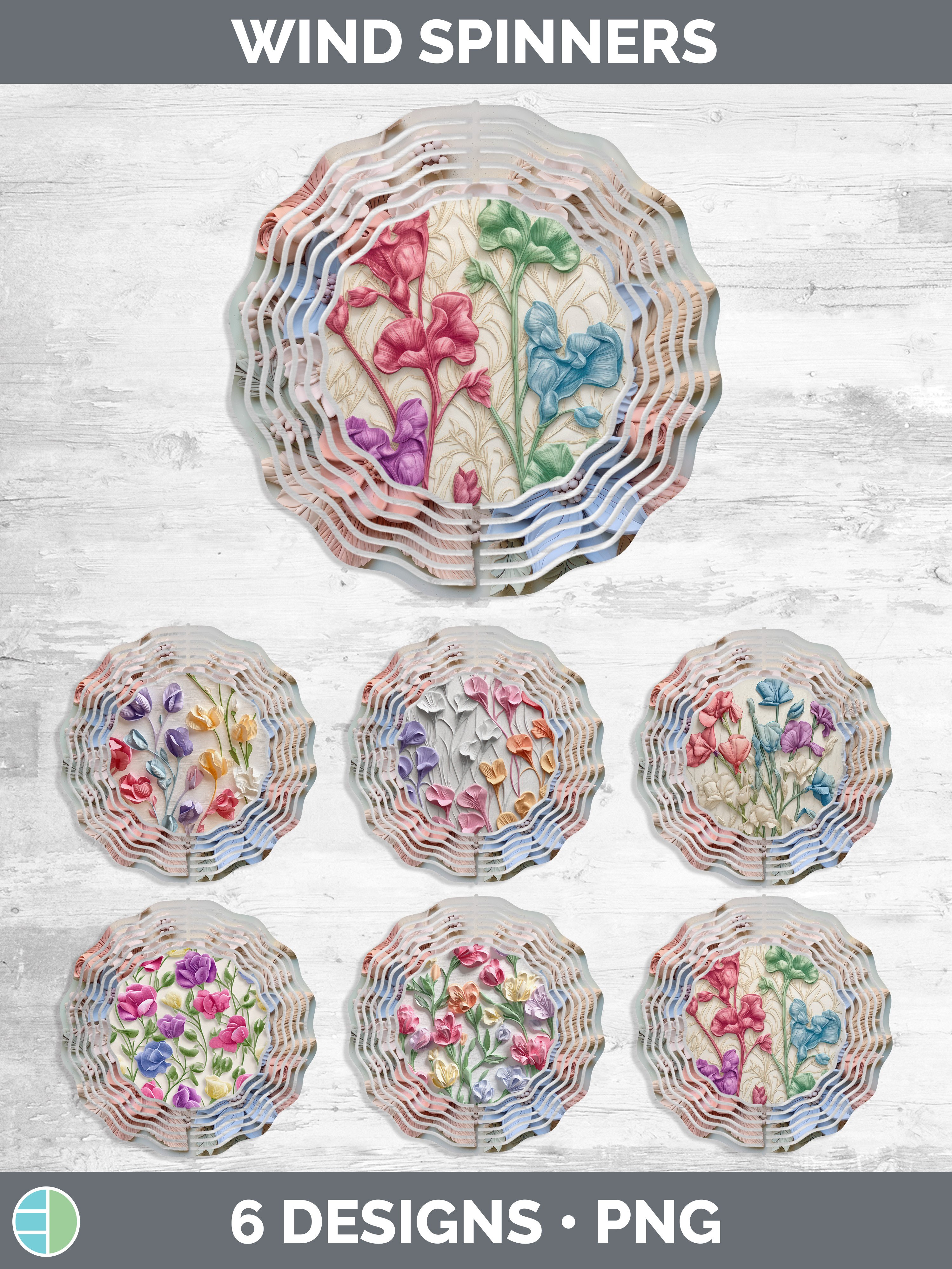 3D Sweet Pea Flowers Wind Spinner | Sublimation Spinner Desi