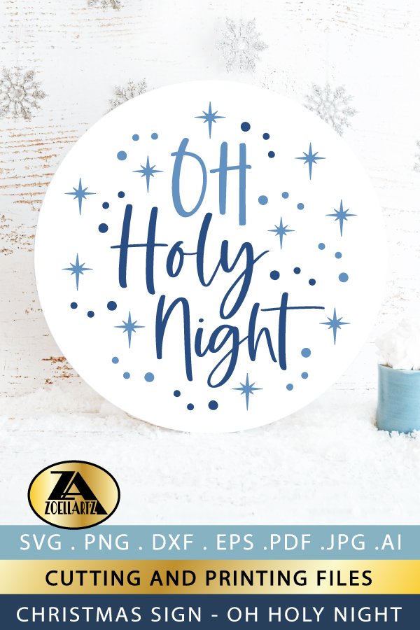 Oh Holy Night SVG Christmas Round Door Sign SVG Ornament SVG