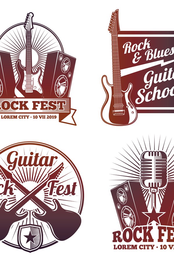 Rock and roll music vector labels. Vintage heavy (912720)