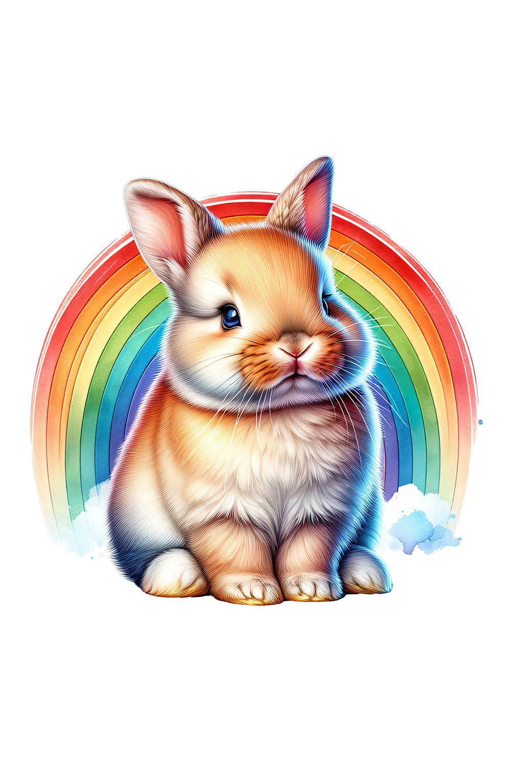 Bunny with Rainbow Clipart, Animals Clipart Sublimation