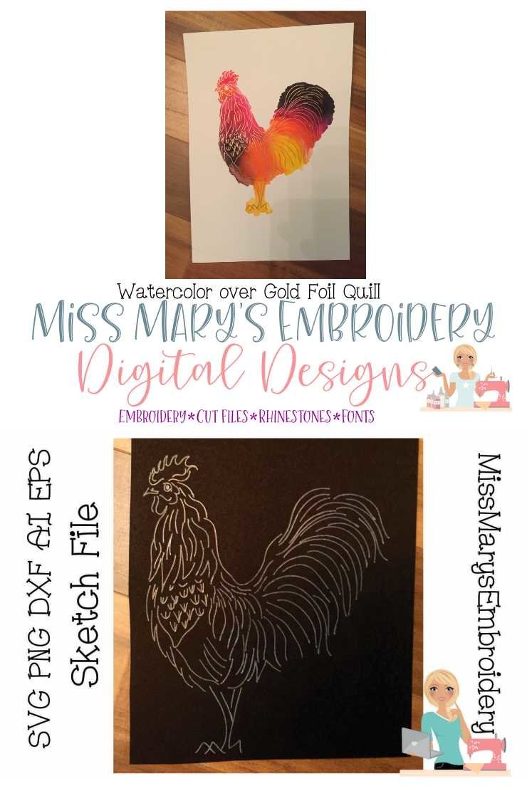 Rooster Single Line Sketch File SVG PNG DXF AI EPS Al